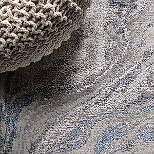 JONATHAN Y SOR203B-4 Swirl Marbled Abstract Indoor Area-Rug Contemporary Casual Transitional Easy-Cleaning Bedroom Kitchen Living Room Non Shedding, 4 X 6, Gray/Blue