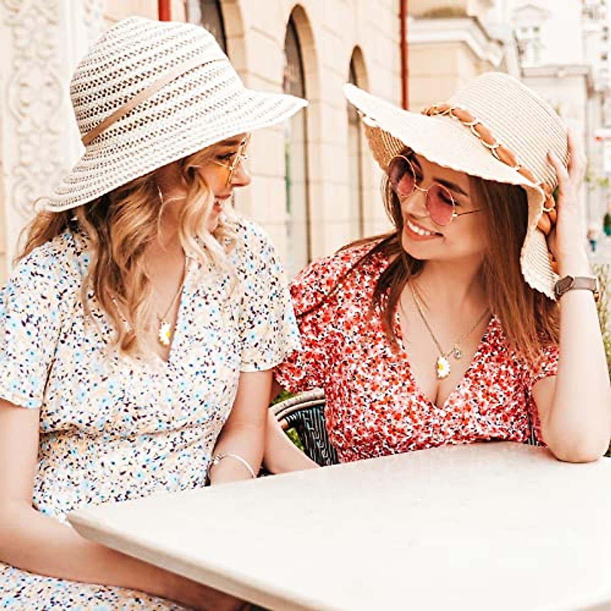 MJartoria BFF Necklace for 2-Daisy Rainbow Best Friend Necklace Friendship Necklace Best Friends Forever Necklaces Valentines Day Gifts