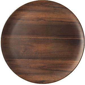 Carlisle FoodService Products Epicure Plastic Round Platter, 18 Inches, Dark Woodgrain