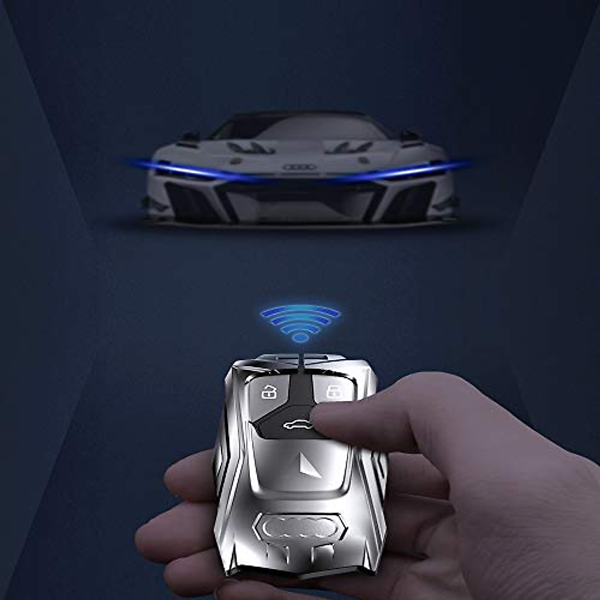 K LAKEY Car Key Fob Cover,Compatible with Audi Remote Key A4 RS4 A5 F5 S5 RS5 A6 A7 C8 A8 Q5 FY Q7 4M TT TTS TTRS R8 Smart Keyless Entre Key Fob,Armor Key Fob Case Protector Jacket with Buckle Black