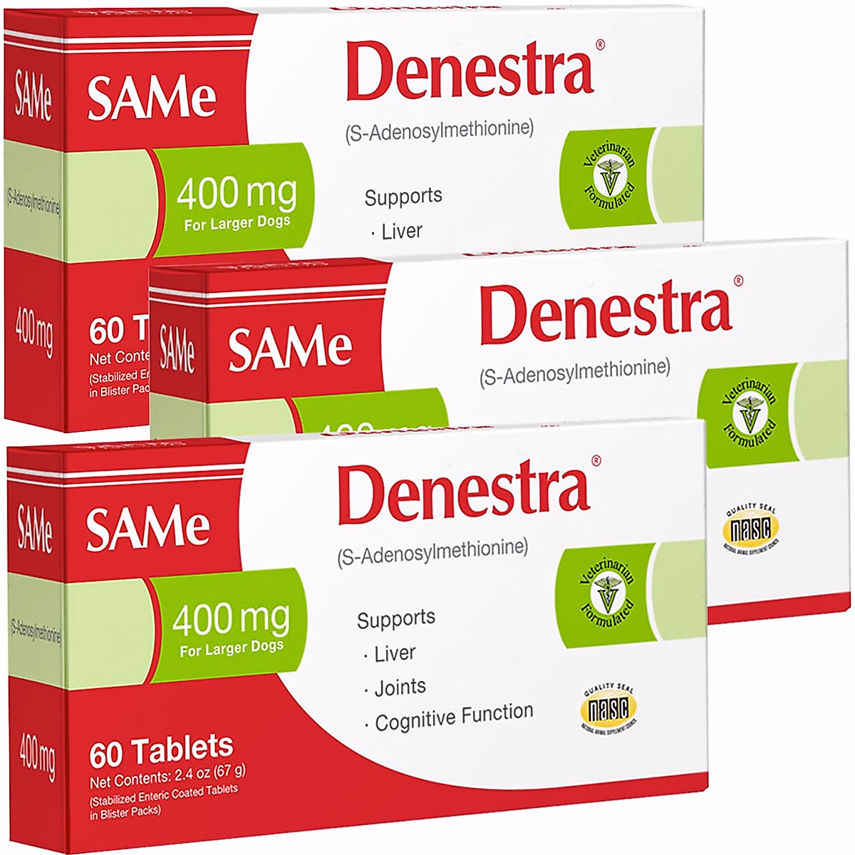 Denestra - Same for Dogs & Cats - S-Adenosyl-L-Methionine - Liver, Joint and Cognitive Support for Cats and Small Dogs - Vet Approved - 400 mg - 180 Tablets