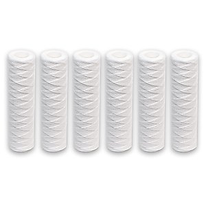 CFS 5 Micron 10" x 2.5" String Wound Sediment Water Filter Cartridge,6 Pack,Whole House Sediment Filtration, Universal Replacement for Most 10 inch RO Unit