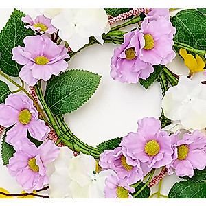Worth Imports 12" Cherry Forsythia Daisy, Lavender, Set of 2 Candle Ring