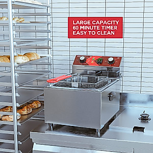 EGGKITPO Electric Deep fryer Single Tank Deep Fryer with Basket Capacity 10L(10.5QT) Electric Countertop Fryers with 60 Minute Timer for Home Kitchen and Restaurant, 1800 Watts, 120V