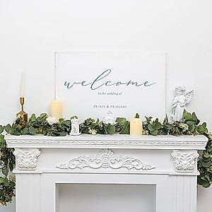 CEWOR 6.5ft Artificial Eucalyptus Garland Detachable Faux Greenery Vines Silver Dollar Eucalyptus Leaves with White Buds for Farmhouse Mantle Wedding Arch Table Centerpiece Backdrop