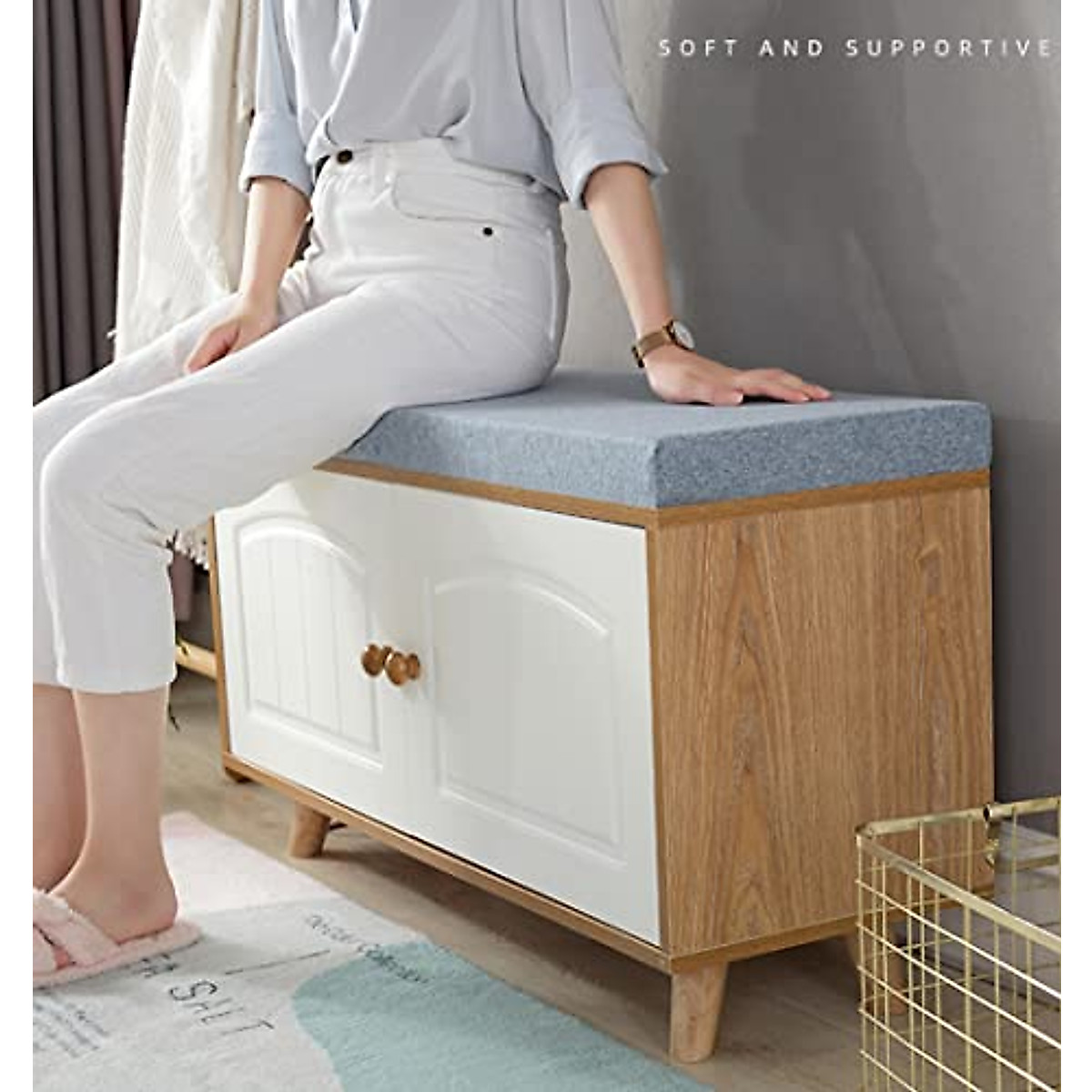 FAJIAYI 5cm Thick Bench Cushion for Indoor Outdoor Furniture 2 3 Seats Long Garden Chair Cushion Patio Bench Swing Cushion Mat for Wooden Bench Cushion, 60x30x5cm, Gray-2