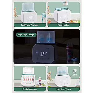 MOMYEASY Baby Bottle Warmer, Fast Bottle Warmer 7-in-1 Food Heater&Defrost with LCD Display, Baby Breast Milk Formula Warmer with 24H Temperature Control (White)