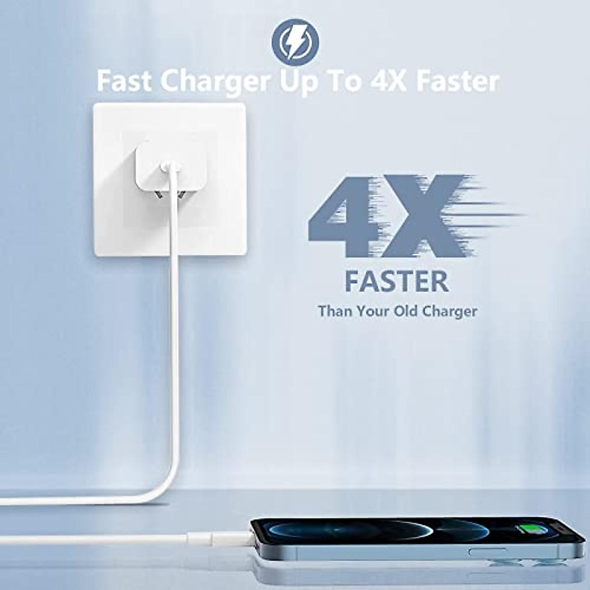 iPhone 13 14 Charger Cable,[Apple MFi Certified]2Pack iPhone Fast Charger 20W Type C Wall Charger Travel Plug Adapter USB C to Lightning Cable for iPhone 14/13 Pro Max/13 Mini/12/12 Pro Max/11 Pro Max