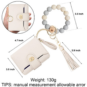SNUG STAR Multi-Purpose Wallet RFID High Capacity Card Holder Zipper Coin Purse with Wristlet Bracelet Keychain Silicone Beaded Bangle (RFID Silicone Bracelet(16 Cards)-Sand)