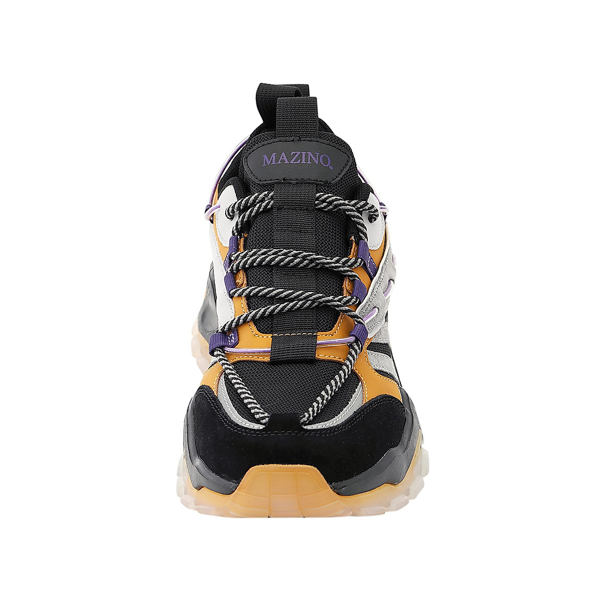 Mazino Core Fashion Chunky Sneakers for Men -Men's Athleisure Casual Shoes in (Mustard/Purple/Grey /10.5)