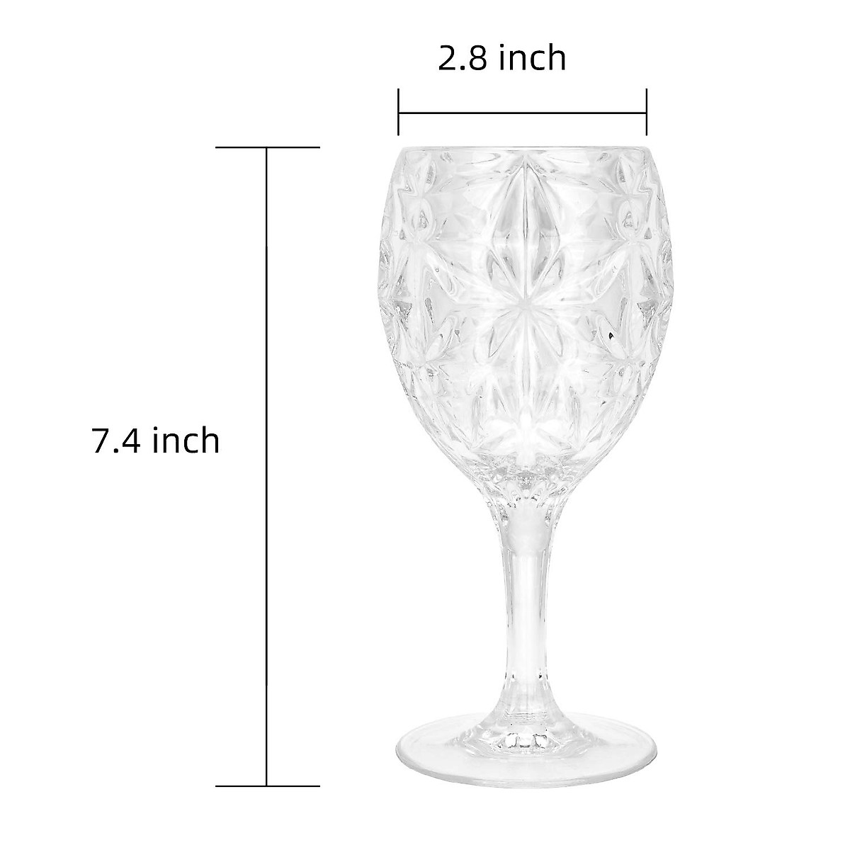 mcyiqihai 14-ounce Diamond Acrylic Wine Glasses-Plastic Stem Wine Glasses,All Purpose,set of 6Clear,BPA Free