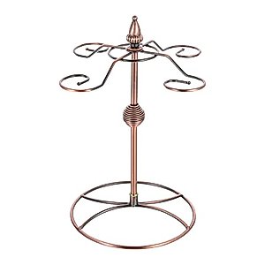 VOSAREA Countertop Wine Rack Wine Glass Holder Red Wine Drying Rack Freestanding Stemware Holder Stand Holds Up to 4 Glasses for Home and Bar Storage Bronze Goblet Storage Rack