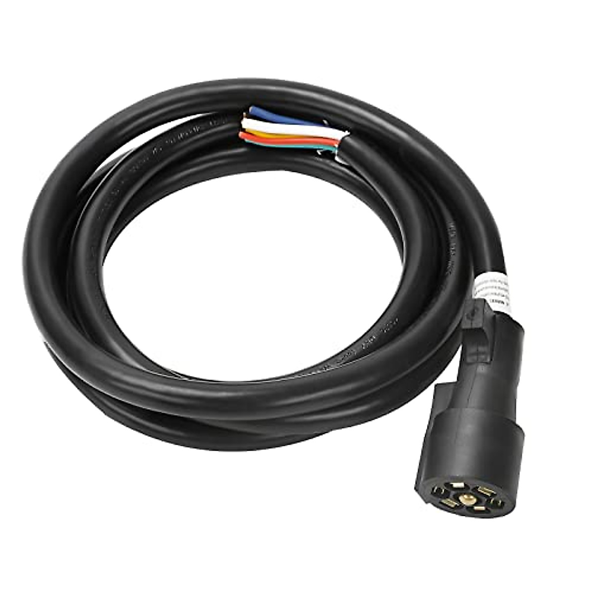 TYFYB 8 Feet 7-Way Plug Inline Trailer Cord with Double Prongs Connector for RV Truck Camper Trailer Extension Cord 7 Pin Inline Harness Kit Weatherproof