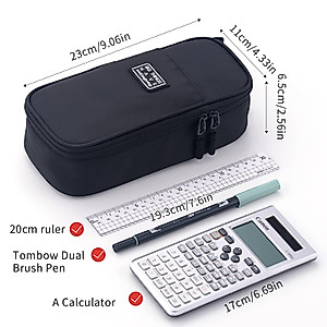 CICIMELON Durable Pen Pencil Case for School Supplies, High Capacity Pencil Bag Pouch Organizer for Teen Girls Boys Adults, Black