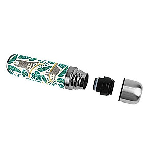 ZOEO Girls Sloth Water Bottle Kids Palm Tree Stainless Steel Water Bottles School Sports Thermos Insulated Metal Custom Coldest Vacuum Reusable 16 oz 500 ml, Leather Bottle Holder