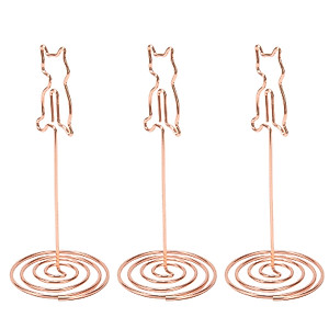 Decorative Shaped Table Number Holder, 10Pcs Metal Place Card Holders Multipurpose Memo Photo Stand Holder for Wedding Party (Cat)