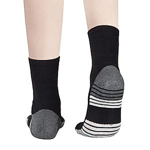 YUEDGE Mens Athletic Crew Socks Cotton Cushioned Moisture Wicking Sport Training Socks for Men 9-11 Black 5 Pairs