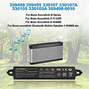 ALSONBAT Replacement Battery for Bose 404600, Soundlink 3/III 359498 33010 330107 330107A 359495 Bose Soundlink Mobile Speaker II, Battery for Bose Soundlink 11.4V 2600mAh/28.86Wh