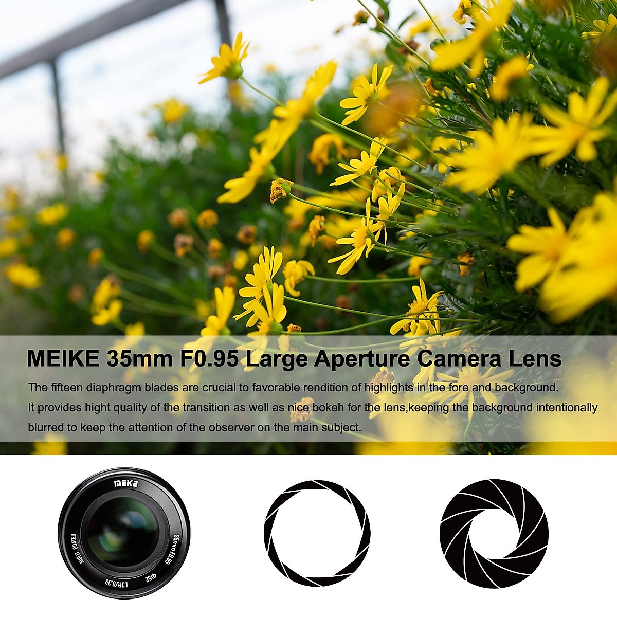 Meike 35mm f0.95 RF-Mount Fixed Manual Focus Lenses Large Aperture APS-C Lens Compatible with Canon EOS-R EOS-RP R5 R5C R6 R7 R10 Mirrorless Camera