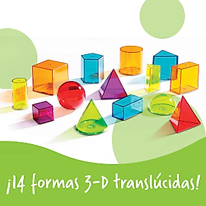 Learning Resources View-Thru Geometric Solids, Geometry Helper, 14 Pieces, Ages 8+