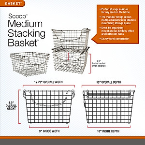 Spectrum Diversified Scoop Stacking Storage Basket, Medium, Satin Nickel (03277)