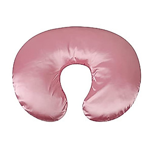 Satin Nursing Pillow Cover Slipcover Set 2 Pack Ultra Soft Silk Compatible with Boppy Pillow for Breastfeeding Pillow Case (White + Pink)