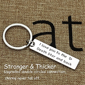 Kivosliviz Mens Star Wars Gift Boyfriend Keychain I Love You to The Death Star and Back Gifts for Couple Star Wars Keychain