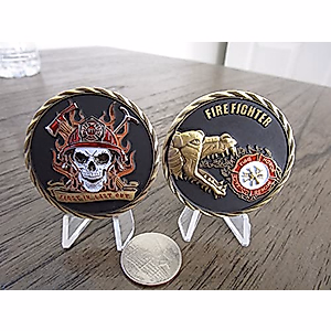 Firefighter Fireman First Responder First in Last Out 911 Skull Challenge Coin