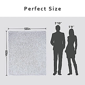 FACEBOX Chunky Knit Blanket 50"x60", Soft Cozy Chenille Throw Blanket, Large Cable Knit Throw Blanket for Bed, Sofa, Home Decor, Gift (Gray, 4.85 lbs)