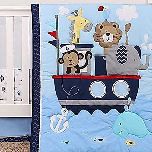 Brandream Crib Bedding Sets for Boys Nautical Coastal Baby Boys Bedding Ocean Whale Monkey Giraffe Elephant Nursery Bedding Sets - Adventure Themed