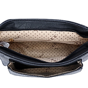 KKXIU Small Lightweight Crossbody Purses for Women Saddle Vintage Vagen Leather Shoulder Handbags (A-Black)