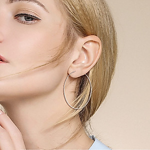 YFN Large Hoop Earrings Sterling Silver Polished Round Circle Endless Earrings Diameter 50mm