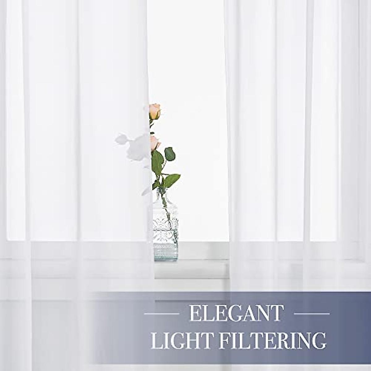 NICETOWN 4 Pieces Sheer White Curtains 84 - Window Treatment Rod Pocket Tulle Voile Drape/Panel Sets for Patio Door (4 Panels, W60 x L84)