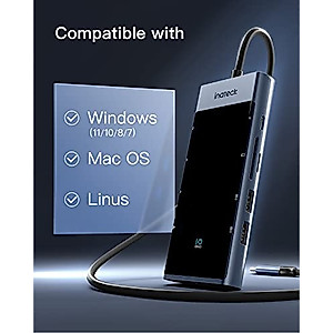 Inateck USB C Hub with 10 Ports, USB 3.2 Gen 2 Speed, 1.6ft Cable, HB2026