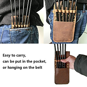 AMEYXGS Archery Pocket Arrow Quiver Leather Arrow Holder Portable Arrow Training Carrier Bag for Shooting Hunting Accessory (brown)