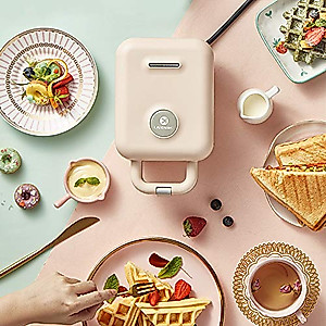 Liven Mini Waffle Maker, 3-in-1 Waffle Maker with Removable Non-Stick Plates, Compact Design, Easy to Clean, Perfect for individuals, On the Go Breakfast, Lunch, Snack, Pink