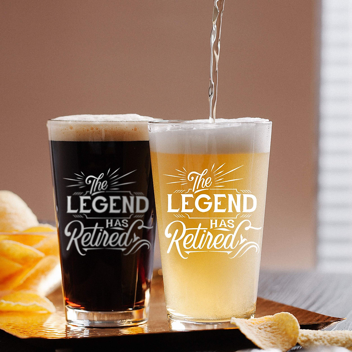 Humor Us Goods Retired Legend Beer Mug - Retirement Gift - Humorous Retirement Gifts for Men Coworker Friends - Unique Beer Glasses - Legend Beer Mug - Retirement Party Decorations - 16 oz Pint Glass