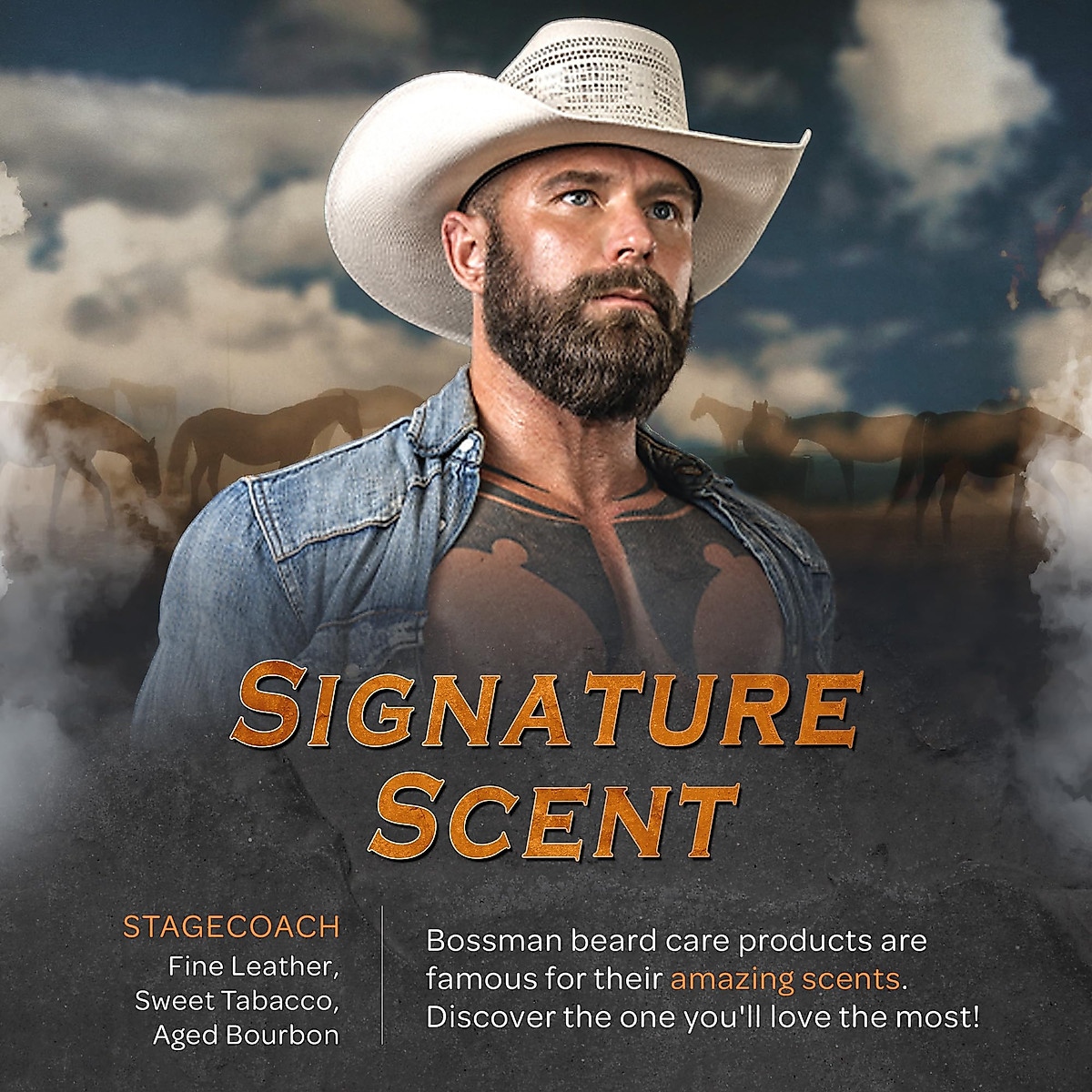 Bossman Hair & Beard Pomade - All Day Hold, Control and Moisturizing Hair, Beard and Moustache Styling Product - Natural Strong Hold Pomade - Made in USA (Stagecoach Scent)