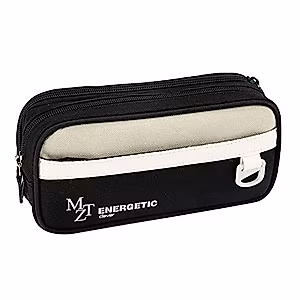 HANXIUCAO Pen Case 3-layer Storage Bag, Portable Pencil Case, Stationery Box, High-quality Zipper Pen Case, Used As A Pen Holder Tool Bag Storage Box (Simple style ，black and gray)
