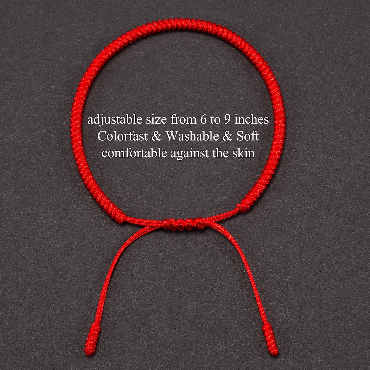 ASEWIHA Tibetan Lucky Red String Woven Bracelet for Protection Men Women Good Luck Red Thread Bracelet Handmade Knots Red Black Cord Rope Bracelet Adjustable,E
