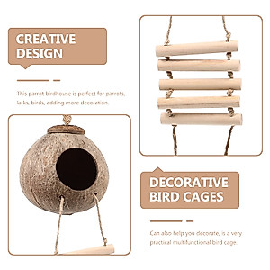 Ipetboom 1 Set Bird Nest Parrot Nest Parrot Bird House Parrot Birdcage Sleeping Bird Bed Decorative Bird House Coconuts Shell Birdcage Decorative Birdcage Resting Bird House Resting Nest