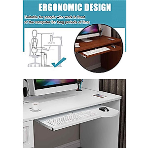 OM-PDD Keyboard Pull Out Tray Under Desk, Under Desk Tray Slide Out, Ergonomic Keyboard Tray, Teak Color/White/Light Walnu/Black/White Maple, L 60/70cm, W26cm