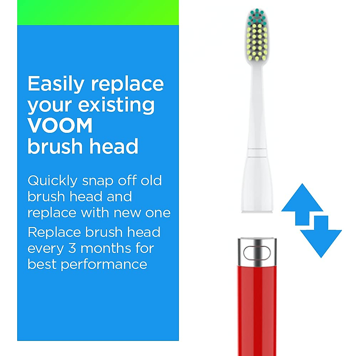 Voom Sonic - Go 1 Replacement Heads | Replacement Brushes | Advanced Bristle Technology| Soft DuPont Nylon Bristles | Oral Care, 4 Count (Pack of 1)