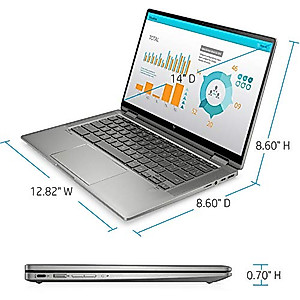 HP Chromebook x360 2-in-1 Laptop 14" FHD IPS WLED Touchscreen Intel i3-10110U 8GB DDR4 64GB eMMC Fingerprint Reader Backlit Keyboard B&O ChromeOS + USB-C Adapter