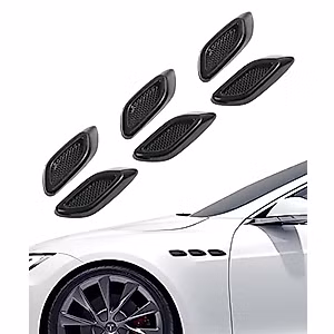ESEWALAS 6PCS Car Side Vent Air Flow Decal,Universal Auto Air Flow Bumper Side Vent Decal,Car Exterior Decal Intake Grille Sticker,Car Decal Trim Decorative (Black)