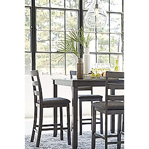 Signature Design by Ashley Bridson 5 Piece Counter Height Dining Room Set, Includes Table & 4 Bar Stools, Gray (Pack of 1)