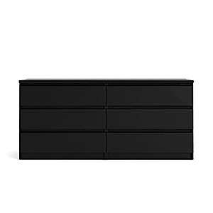 Tvilum 6 Drawer Double Dresser, Black Matte