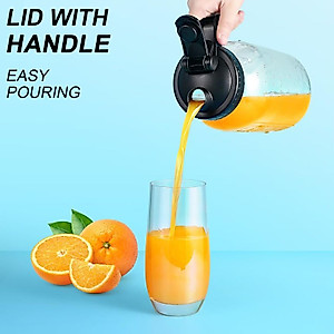 64 oz Glass Pitcher with Lid and Pour Spout,Breast Milk Pitcher Leak Proof, Creamer Container for Sun Tea, Juice, Cold Brew Coffee, Breastmilk Storage Container