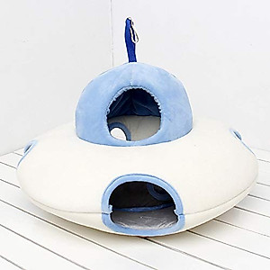 SONGBIRDTH Hamster Hammock - Fashion Squirrel Hamster UFO Shape Hanging House Small Animal Cute Warm Hammock for Sugar Glider Ferret Squirrel Blue White L