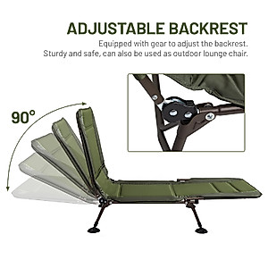 TIMBER RIDGE Folding Camping Cot, Heavy Duty Cot with Comfortable Pad, Portable Travel Camp Cots for Home or Outdoor, Supports 300 LBS, Green